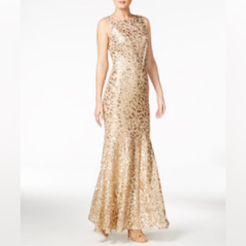 Gold Sequin Calvin Klein Evening Gown Perfect New Yea… - Gem